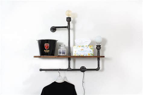 벽 조명 1단 선반 하단 부분 파이프는 행거로 사용 가능👍👍👍 Diy 파이프 인테리어 쇼핑몰