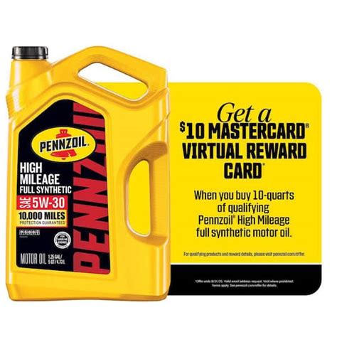 Pennzoil Full Synthetic High Mileage Motor Oil SAE 5W 30 Motor Oil 5 Qt