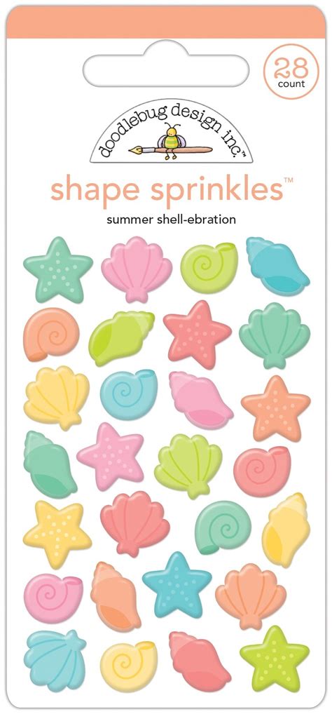Doodlebug Sprinkles Adhesive Enamel Shapes Summer Shell Ebration Michaels