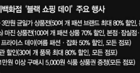 황금 연휴 롯데백화점 역대급 블랙 쇼핑데이