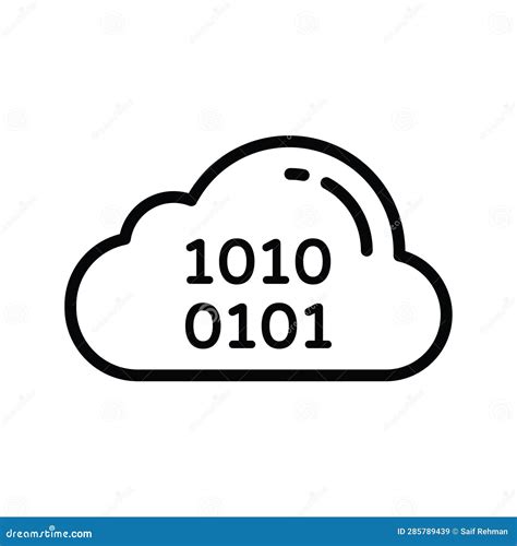 Binary Cloud Vector Outline Icon Design Illustration Cloud Computing