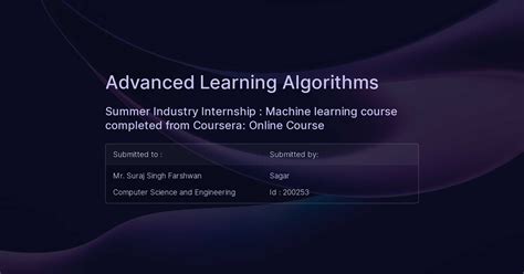 Advanced Learning Algorithms