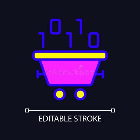 Data Mining Technology Rgb Color Pixel Perfect Icon For Dark Theme Stock Vector Illustration