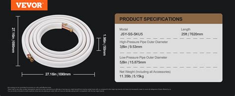 VEVOR FT Mini Split Line Set O D Copper Pipes Tubing And Triple Layer Insulation