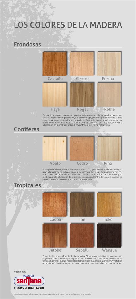 Los Colores De La Madera Infografía Clases De Madera Colores De