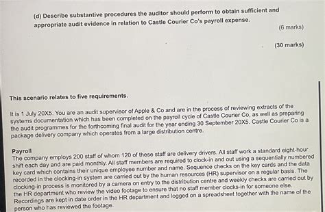 Solved D Describe Substantive Procedures The Auditor Chegg Com