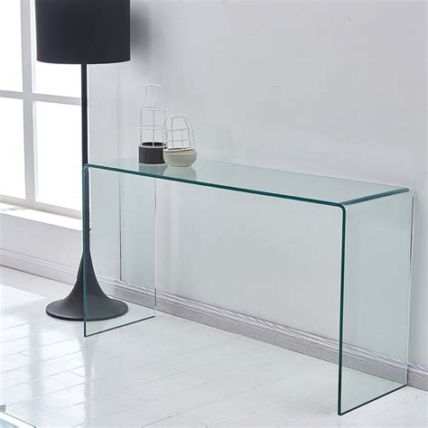 Ivy Bronx Glass Console Table Tempered Glass Console Table With