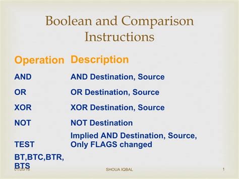 Boolean And Comparisoninstructions Ppt