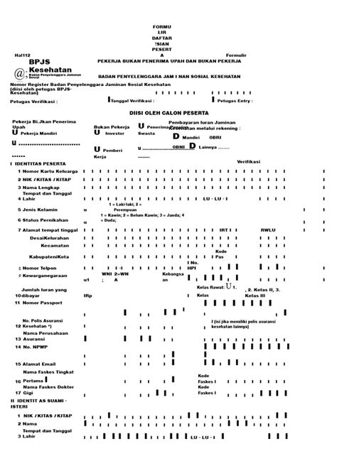 Formulir Isian Bpjs Kesehatan Pdf