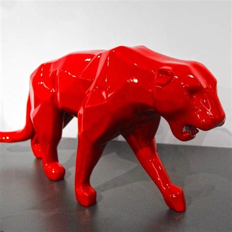 Fiberglass Geometrical Leopard Sculpture