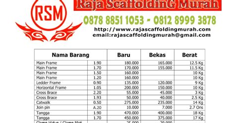 Daftar Harga Scaffolding 2016 Raja Scaffolding Murah Ll 0878 8851