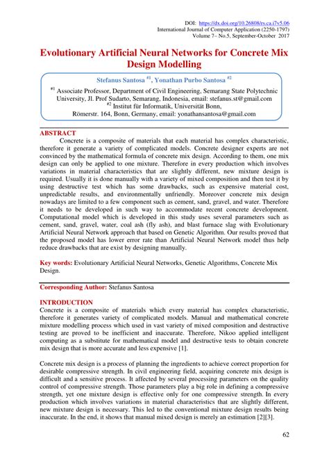 Pdf Evolutionary Artificial Neural Networks For Concrete Mix Design Modelling
