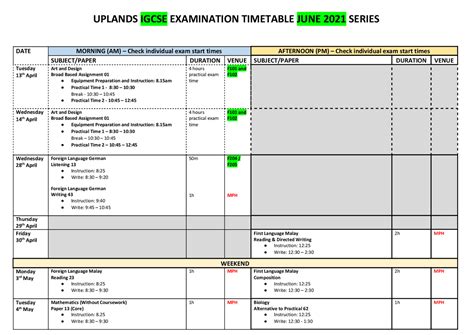 Igcse 2021 Schedule For Exams Provisional Docsity