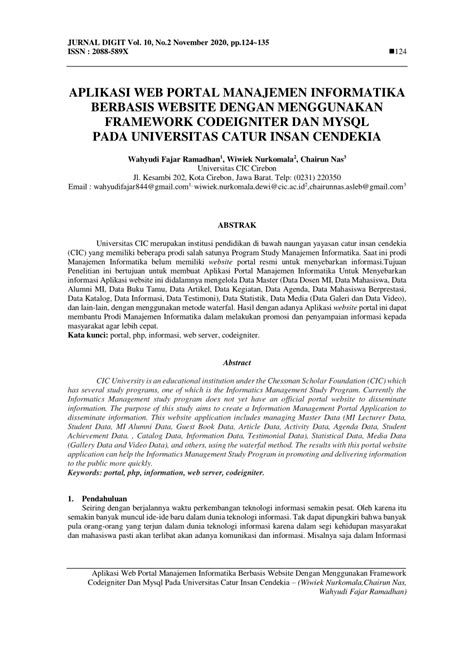 Pdf Aplikasi Web Portal Manajemen Informatika Berbasis Website Dengan Menggunakan Framework