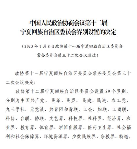 29个界别，418名委员！十二届宁夏政协委员名单发布自治区两会会议