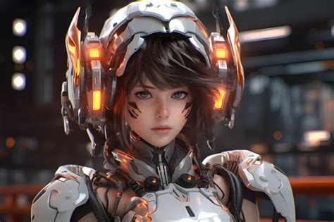 Premium Photo 3d Render Of Mecha Robot Anime Girl