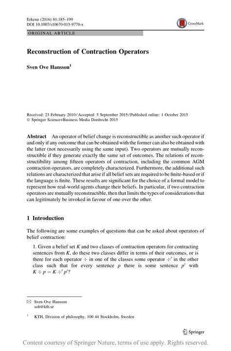 Reconstruction Of Contraction Operators Request Pdf
