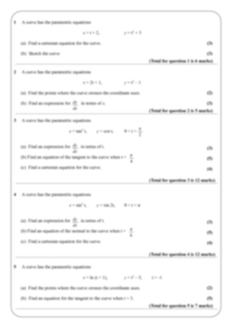 SOLUTION Parametric Equations Questions Studypool