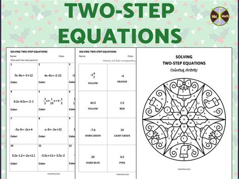 Two Step Equations Color By Code Christmas Activity Teaching Resources