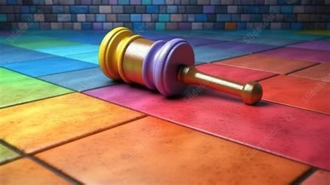 Lying Down In Colorful Rainbow Pride Pose With 3d Illustrated Gavel Pound Concept Powerpoint