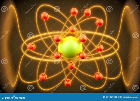 Volumetric Three Dimensional Model Atom Orbit With Protons And Neutrons