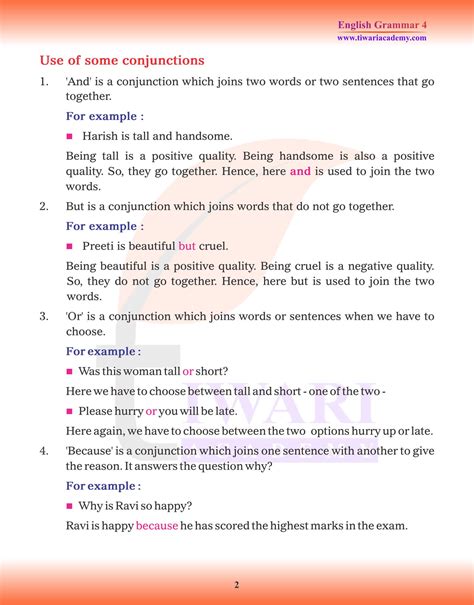 Cbse Ncert Class 4 English Grammar Chapter 15 Conjunctions In Pdf
