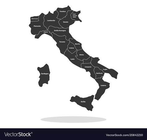 Italy Map With Regions Royalty Free Vector Image