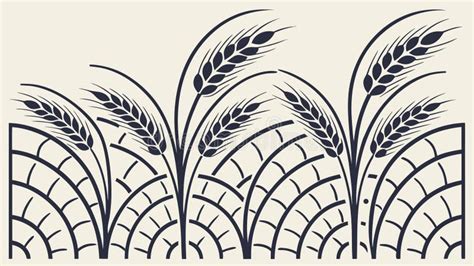 Stylized Art Deco Wheat Or Grain Pattern Harvest Natural Elegance