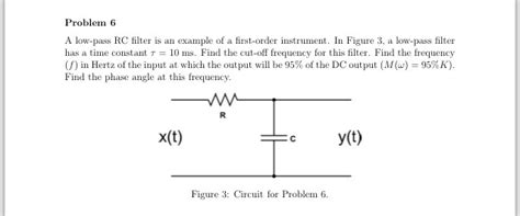 Solved A Low Pass RC Filter Is An Example Of A First Order Chegg Com