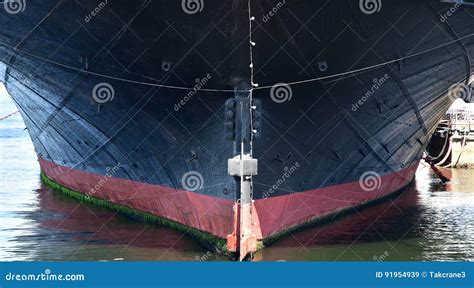 Stern Of A Large Container Ship Loaded With Various Container Brands Stock Image