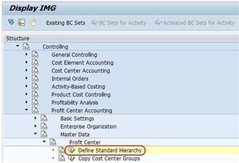 Profit Center Group In Sap Define Profit Center Standard Hierarchy