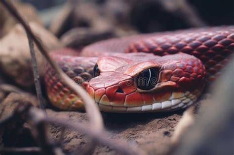 Colorful Snake Python Cobra Viper Forest Hiding Waiting For Prey