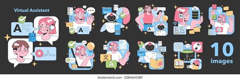 Virtual Assistant Set Everyday Tasks Made Stock Vector Royalty Free 2384559501 Shutterstock