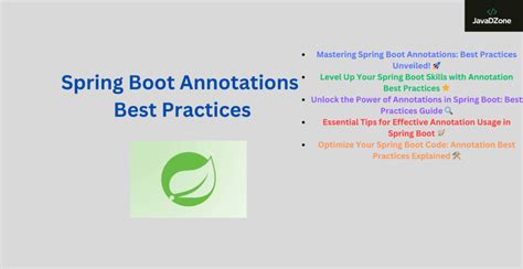 Spring Boot Annotations Best Practices Javadzone