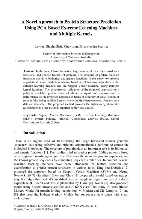Pdf A Novel Approach To Protein Structure Prediction Using Pca Based Extreme Learning Machines