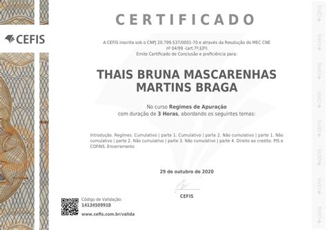 Certificado De Conclusão De Curso Cefis