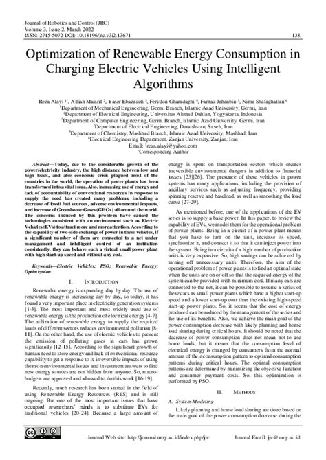 Pdf Optimization Of Renewable Energy Consumption In Charging Electric Vehicles Using