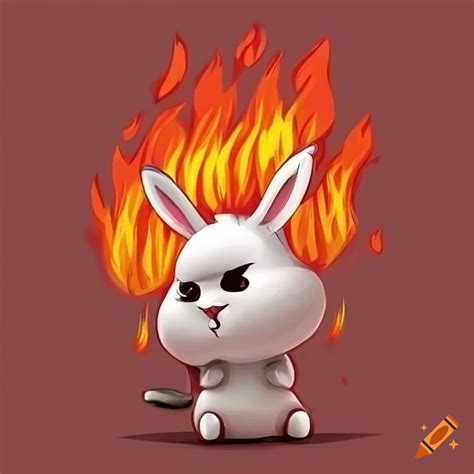 Cute Angry Rabbit With Hell Fire Background On Craiyon