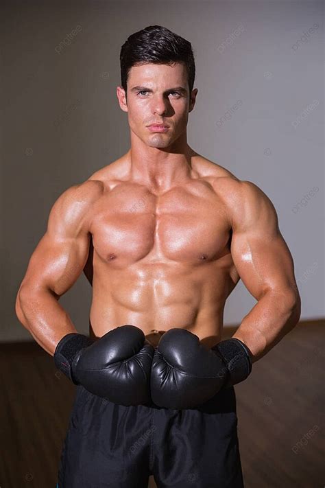 Fondo Retrato De Un Descamisado Muscular Boxeador Culturista