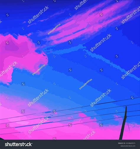 Synthwave Sky Background Illustration Vector Eps Stock Vector Royalty Free 2218643571
