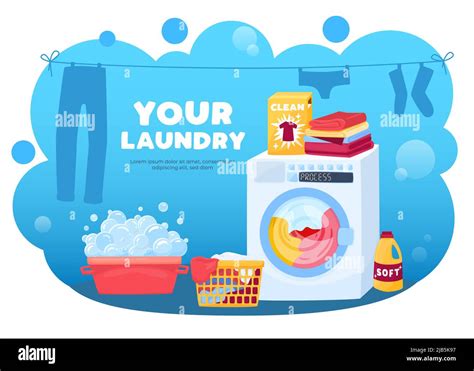 Laundry Background With Composition Of Drying Clothes Silhouettes