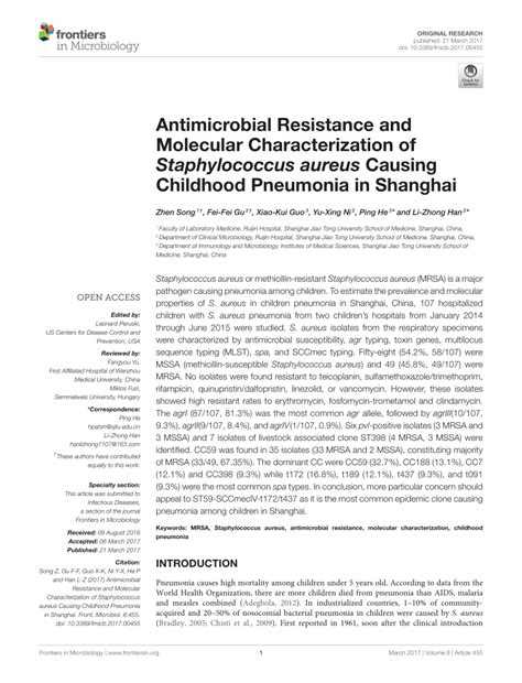 Pdf Antimicrobial Resistance And Molecular Characterization Of Staphylococcus Aureus Causing