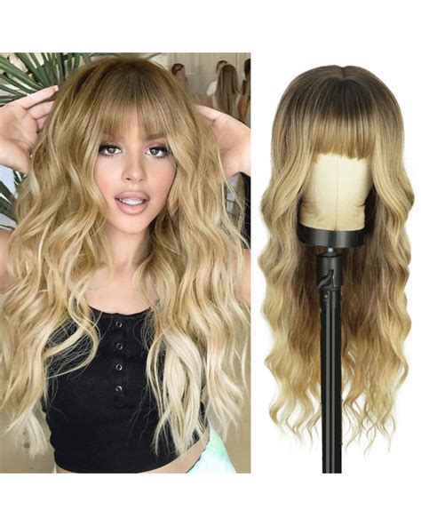 Glamorous Golden Long Curly Synthetic Wigs With Bands Super X Studio