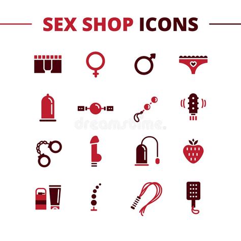 Vector Sex Shop Icons Set Trendy Two Color Line Stock Vector