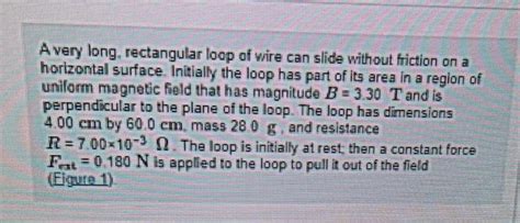 Solved A Very Long Rectangular Loop Of Wire Can Slide