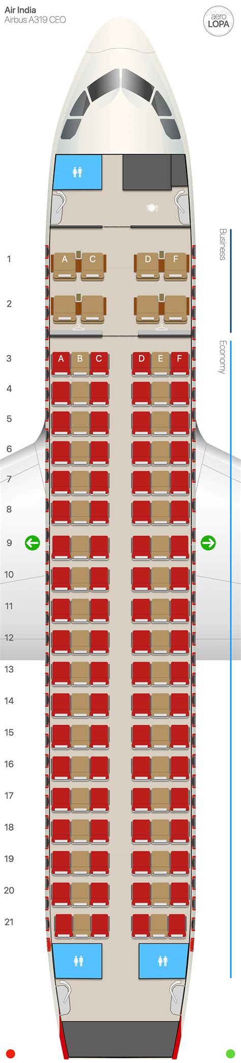 Ai Airbus A319 Type 2 Aerolopa Detailed Aircraft Seat Plans
