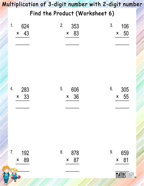 Multiplication Of 3 Digit Number With 2 Digit Number Worksheets Math