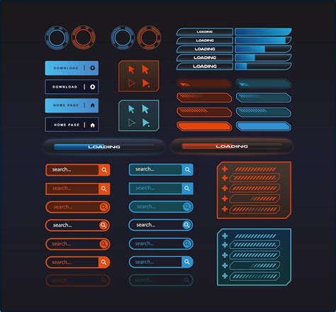 Premium Vector Sci Fi Futuristic Ui Elements Set Vector Icons Buttons Loading Progress Bar