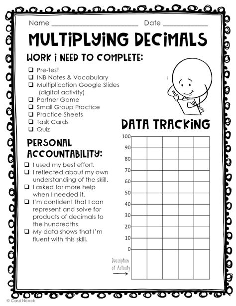 Multiplying Decimals Data Trackers Minds In Bloom Unlimited