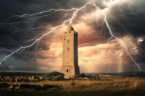 Premium Photo Lightning Striking A Field Of Sunflowers